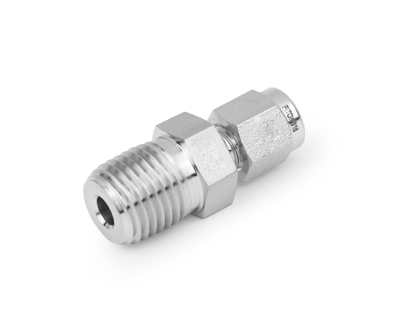 Male Connector, 316SS, 1/4in. Tube OD, 2-Ferrule x 1/2in. (M)NPT | Elneo Webshop